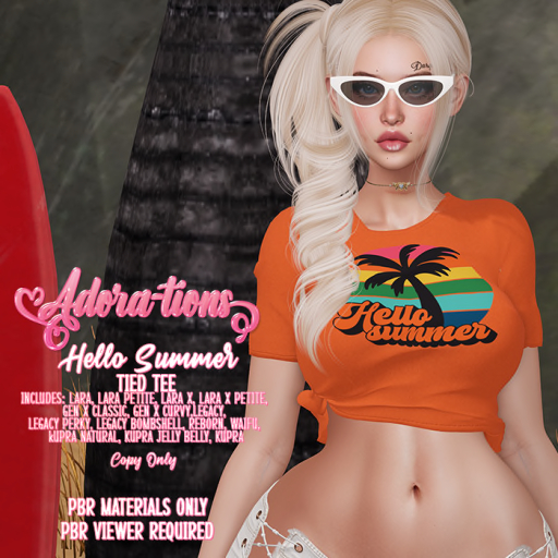 Second Life Marketplace - Adora-tions - Hello Summer Tied Tee